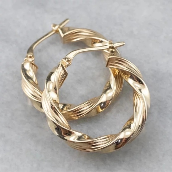 Jewelry | New 18k Gold Twisted Hoop Earrings | Poshmark
